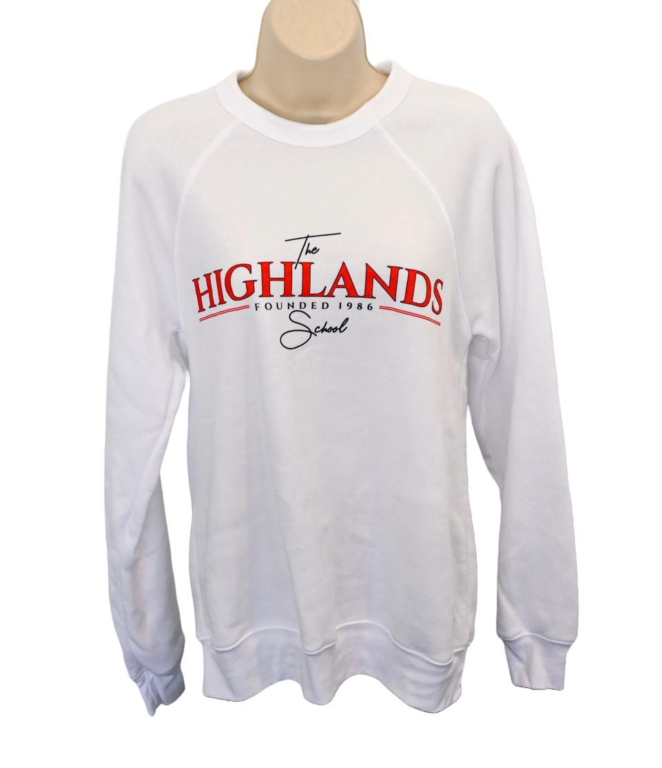 The Highlands School Classic Crewneck Sweatshirt - White